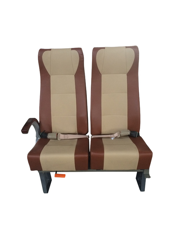 Brown Color Bus Passenger Seats Long Lever Control Back Adjustable Soft